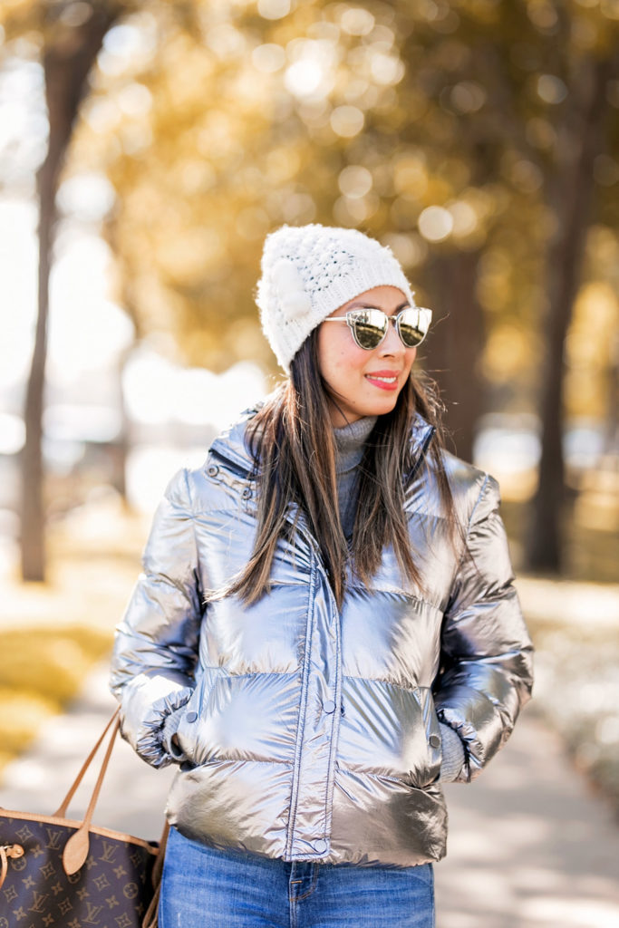 How to Wear a Metallic Puffer Jacket | Style of Sam